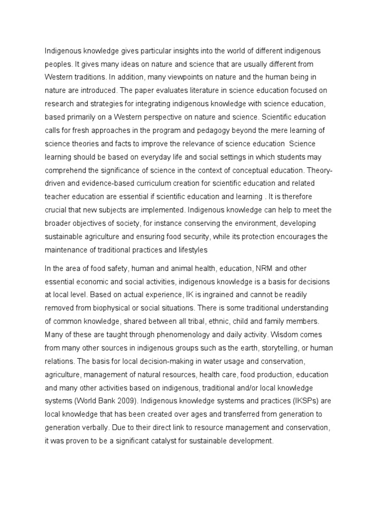 Essay Indigenous | PDF | Science Education | Science