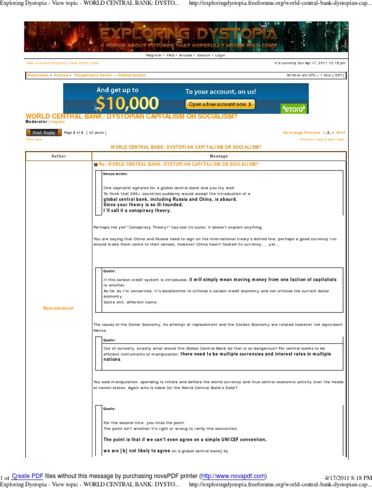 Exploring Dystopia - View Topic - World Central Bank - Dystopian ...