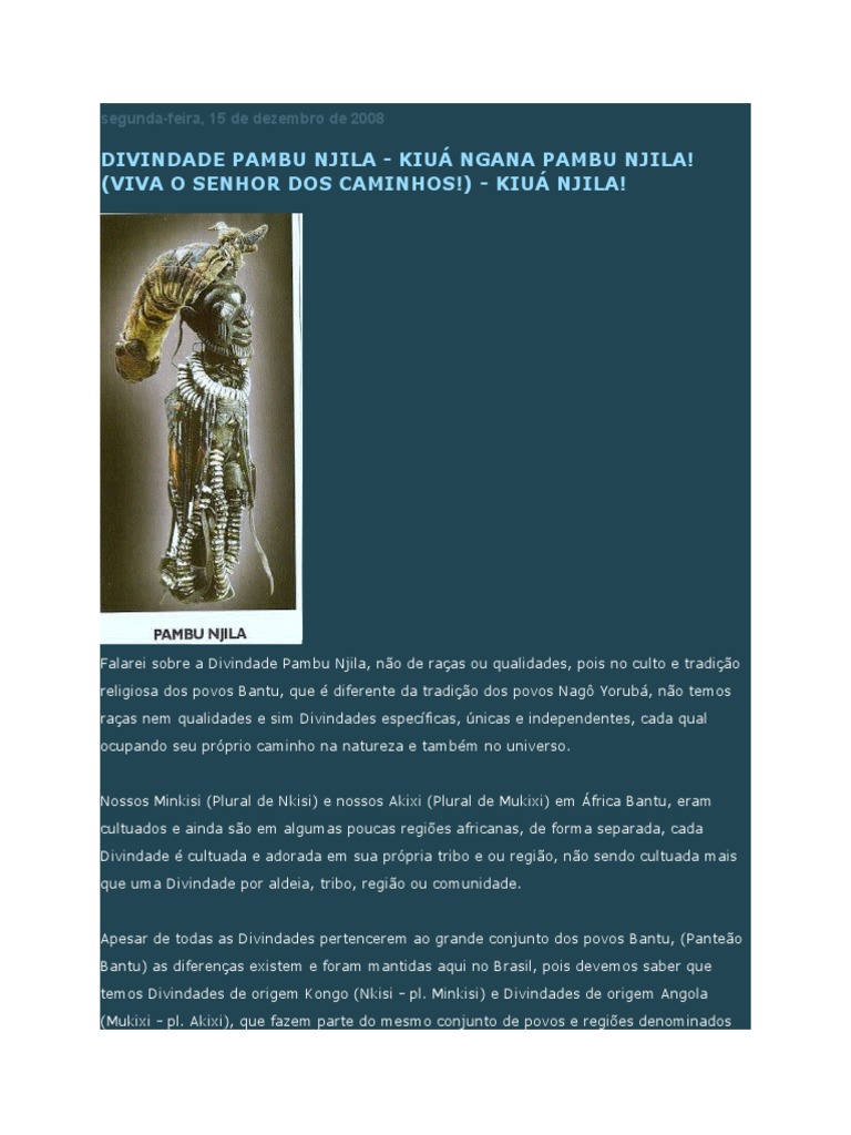 Divindade Pambu Njila na Cultura Bantu | PDF | Relâmpago | Deus