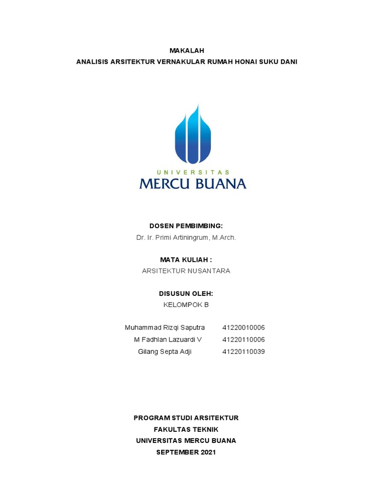 Makalah Rumah Honai Suku Dani | PDF