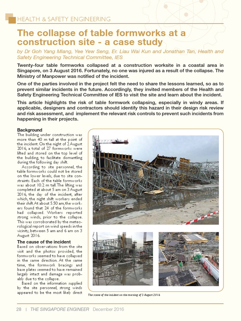 The Collapse of Table Formworks at A Construction Site - A Case Study ...