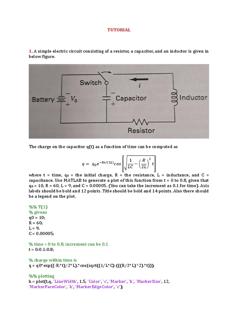 5 - MatLab Tutorial | PDF | Capacitor | Electrical Network