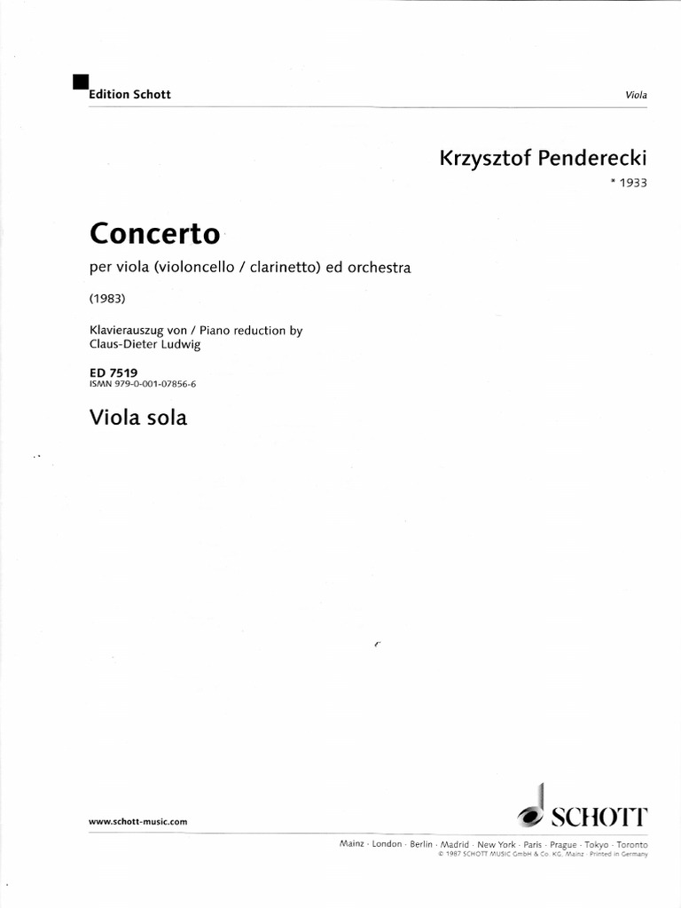 Penderecki Viola Concerto 1 of 11 | PDF