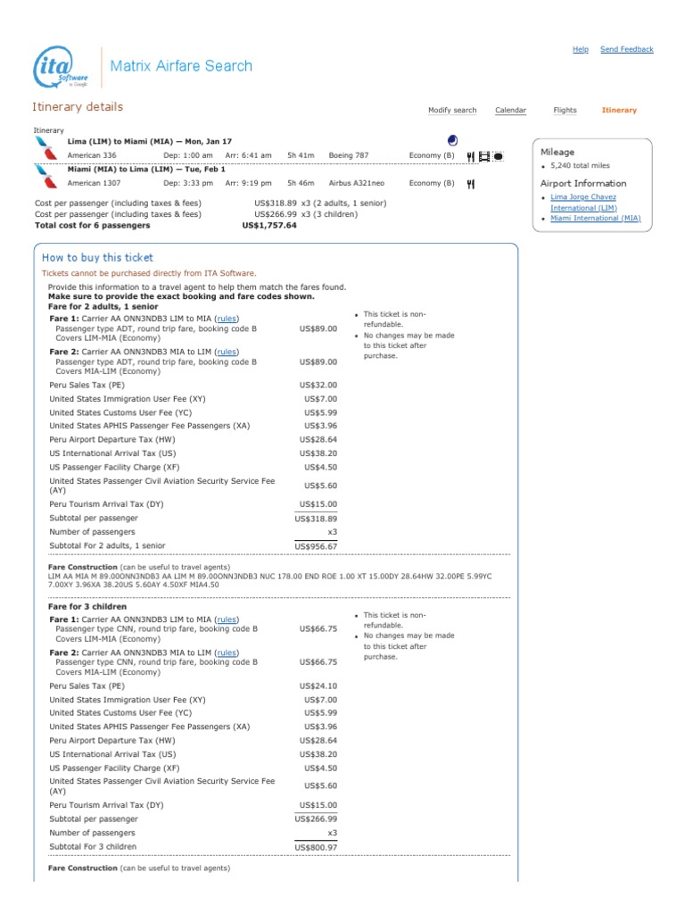 Matrix Airfare Search: Itinerary Details | PDF | Airlines | Transport