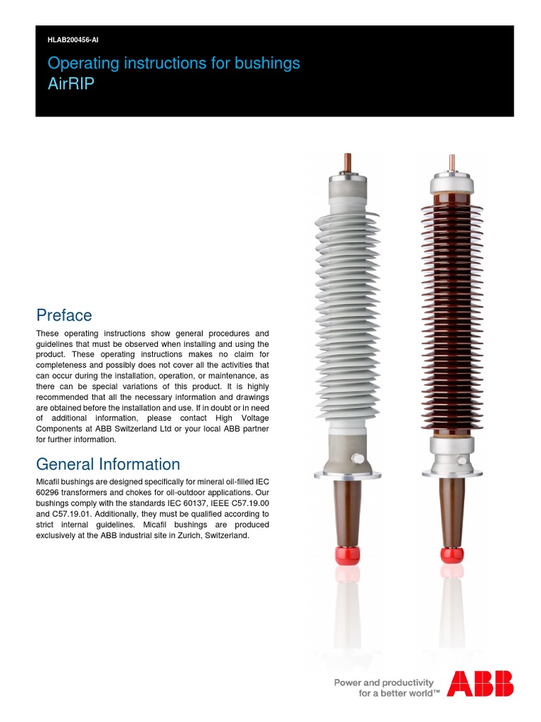 Airrip: Operating Instructions For Bushings | PDF | Insulator ...