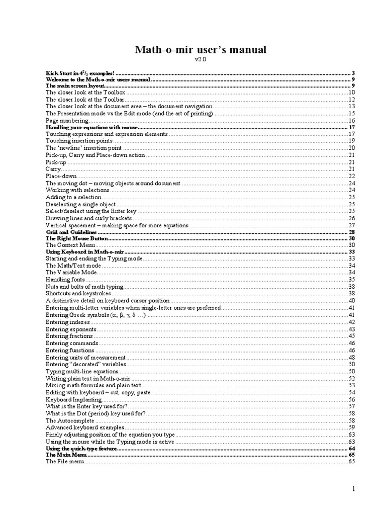 Mathomir Manual | PDF | Cursor (User Interface) | Function (Mathematics)