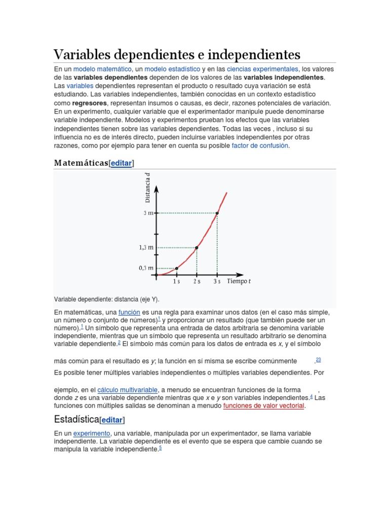 Variables Dependientes e Independientes | PDF | Variables dependientes ...