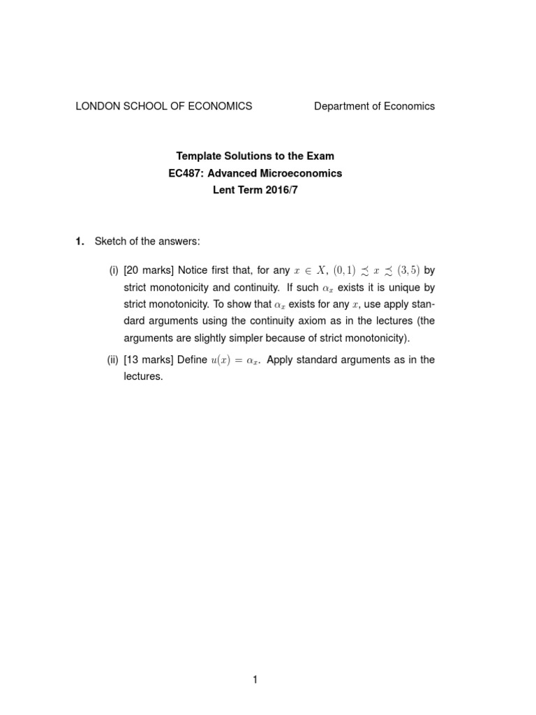 01 EC487 - Sol - Past Exam 16 17 | PDF | Supply (Economics) | Demand