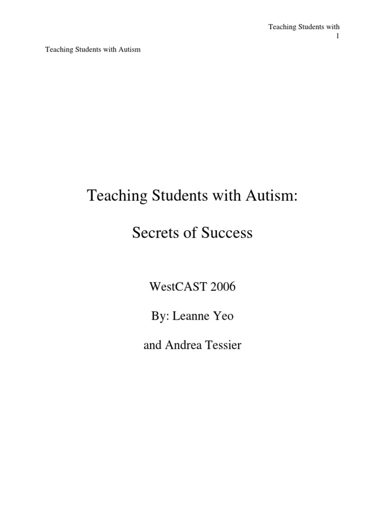 Teaching Students With Autism | PDF | Autism Spectrum | Individualized ...