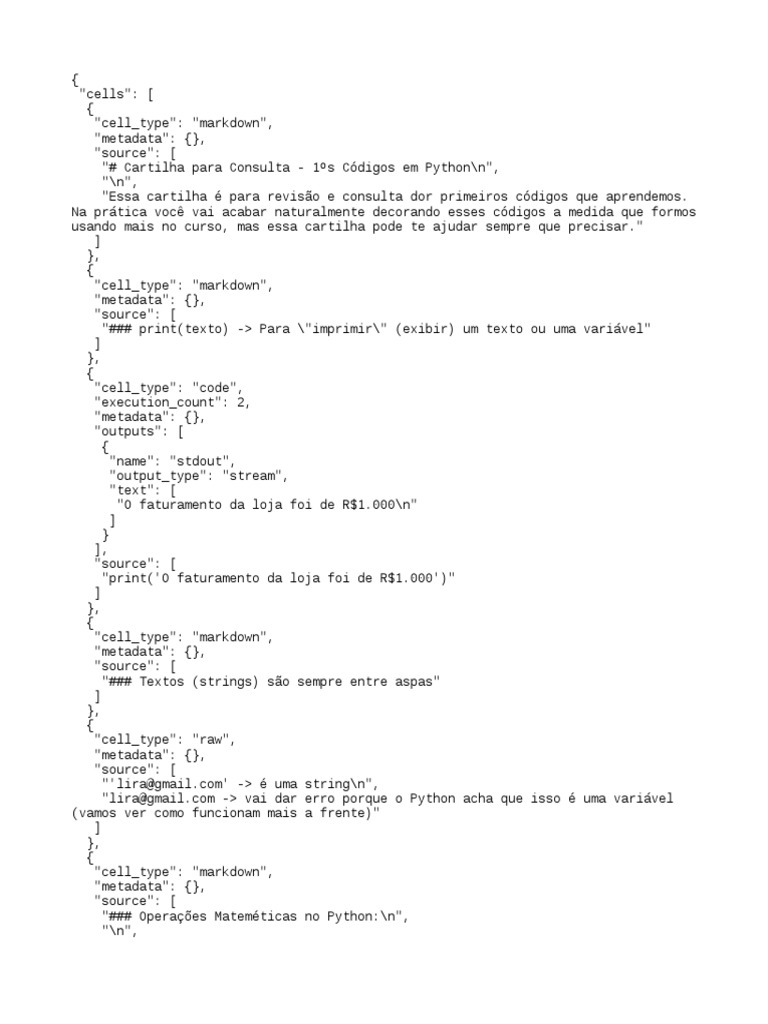 Cartilha - Primeiros Códigos em Python | PDF | Programação de ...