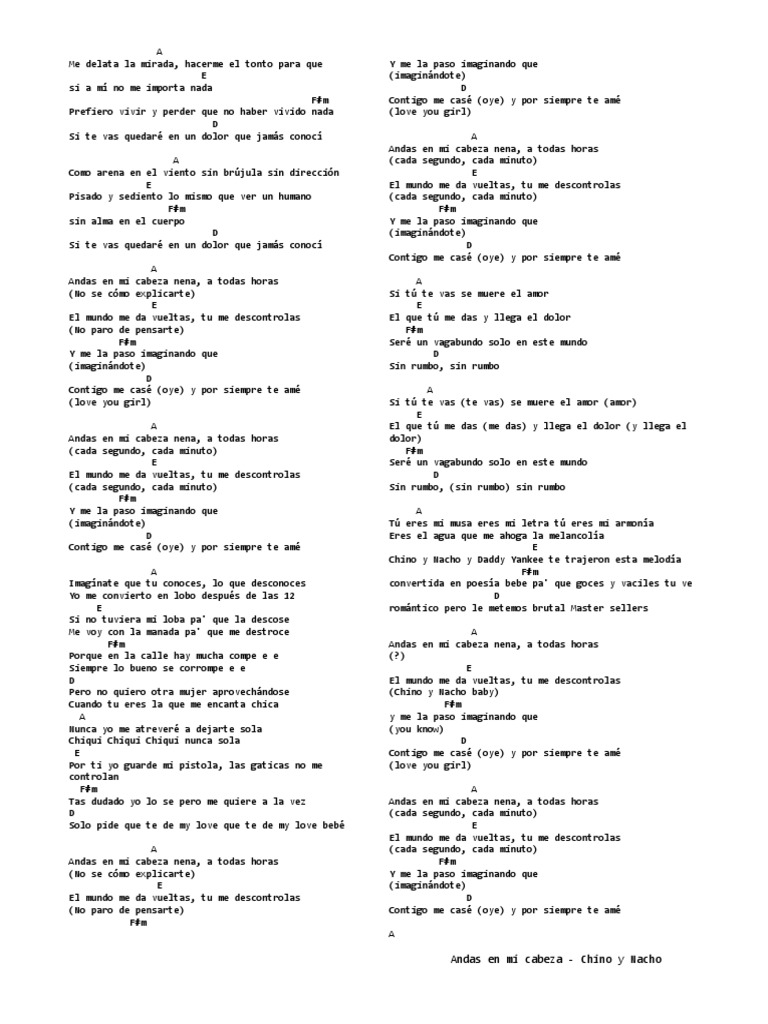 Andas en Mi Cabeza - Chino y Nacho | PDF