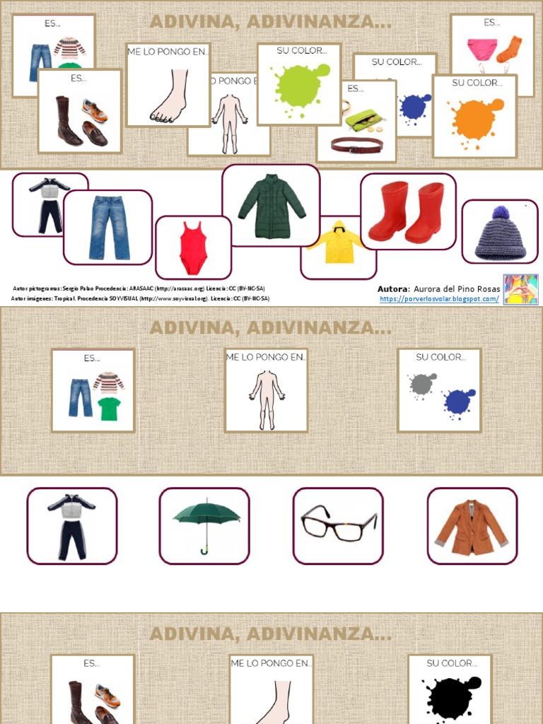 Adivina Adivinanza. Ropa y Complementos | PDF