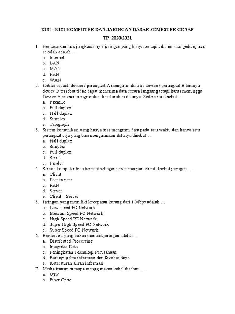 Kisi Kisi KJD Genap | PDF