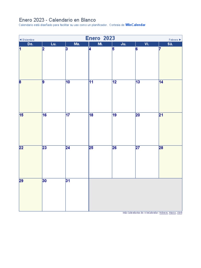 Calendario Enero 2023 | PDF