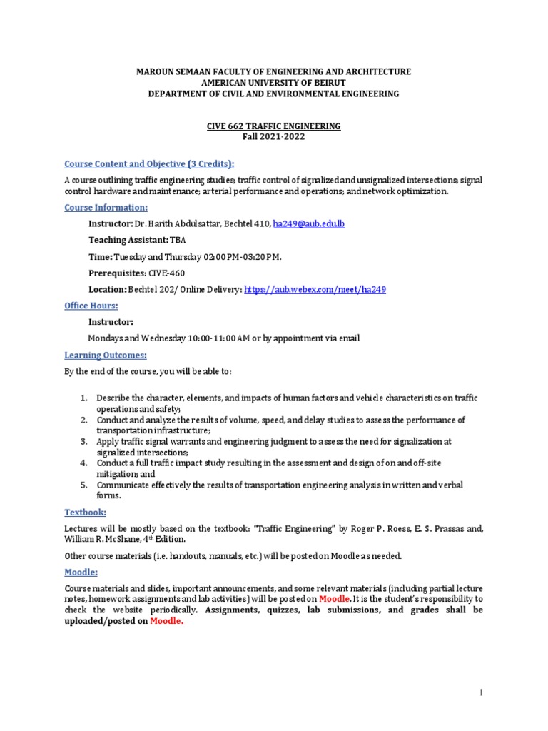 Traffic Engineering Course Overview and Syllabus | PDF | Test ...