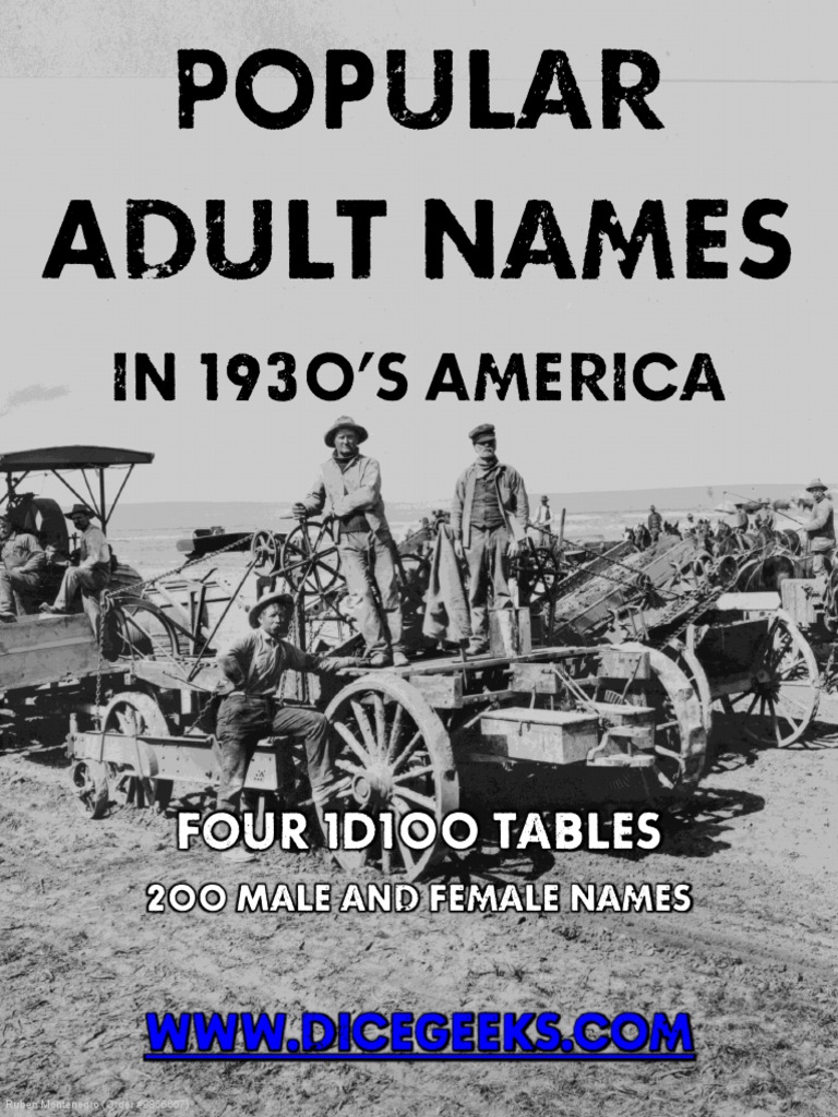 Popular Adult Names in 1930s America | PDF