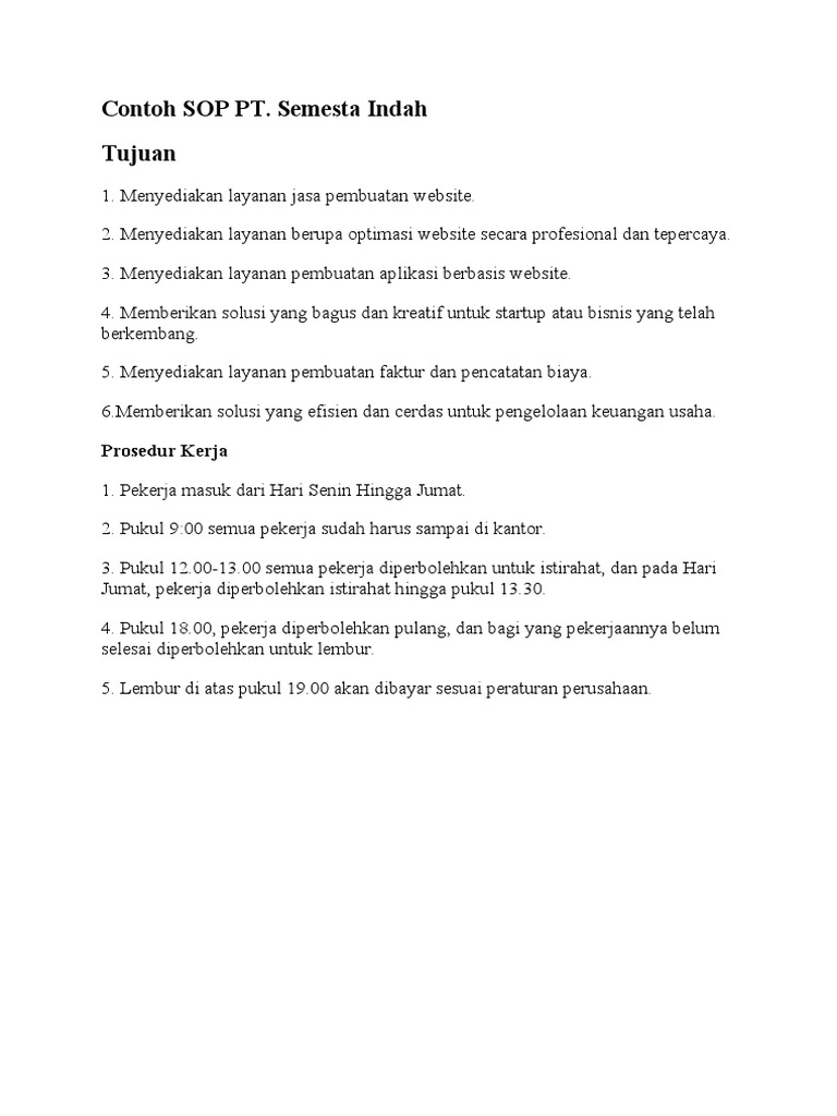 Contoh Sop PT | PDF