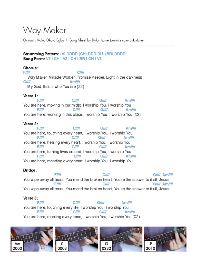 Way Maker: Strumming Pattern: Song Form: Chorus | PDF