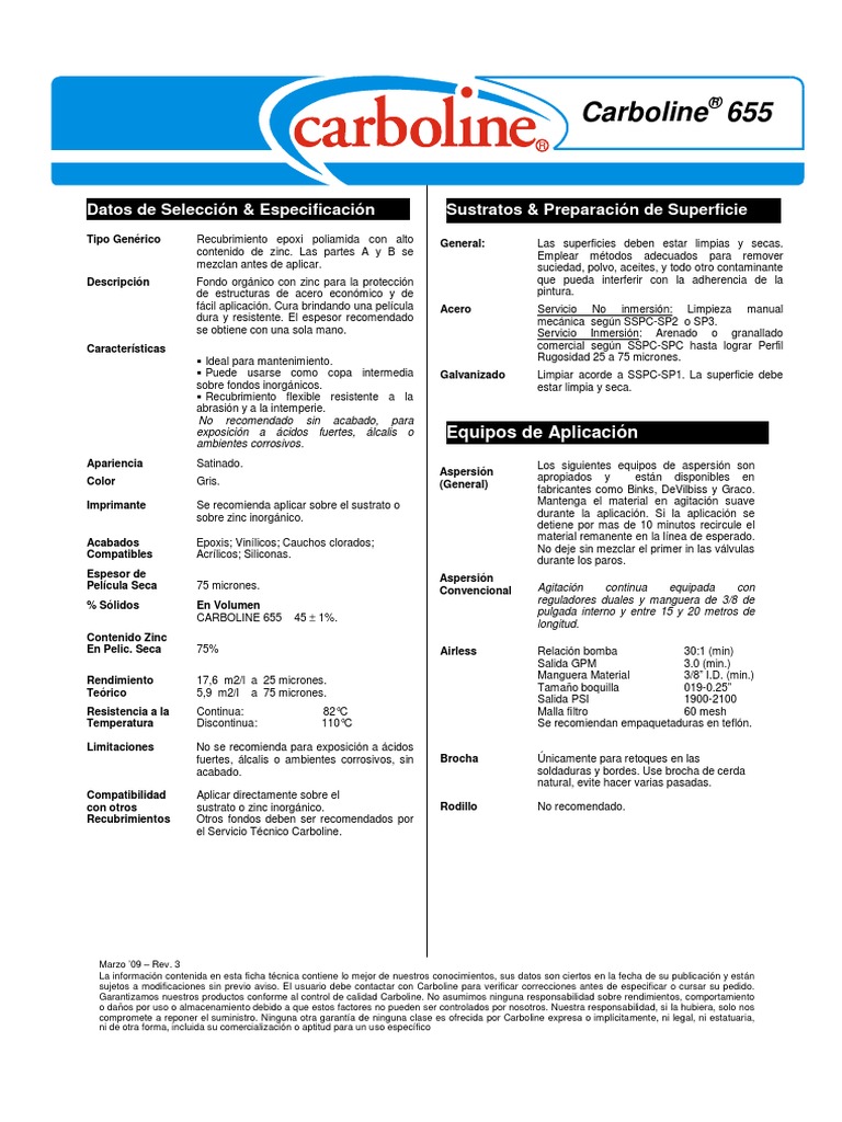 Carboline 655 | PDF | Pintar | Sustancias químicas