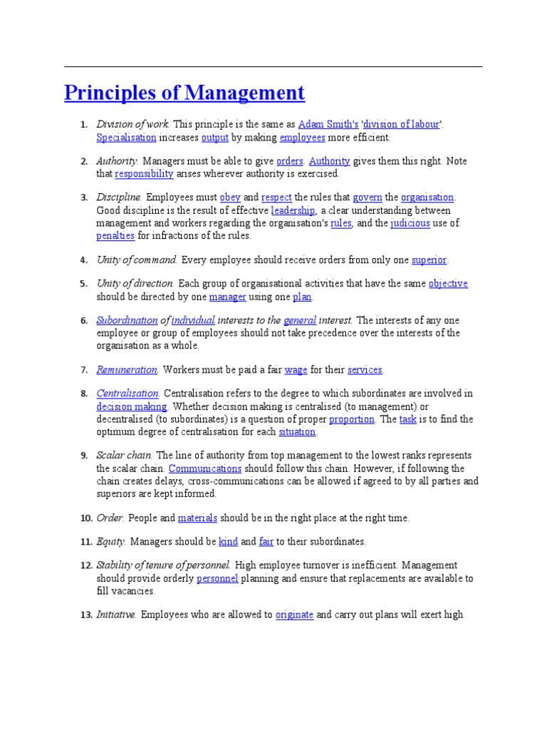 14 Principles of Management | PDF | Self-Improvement