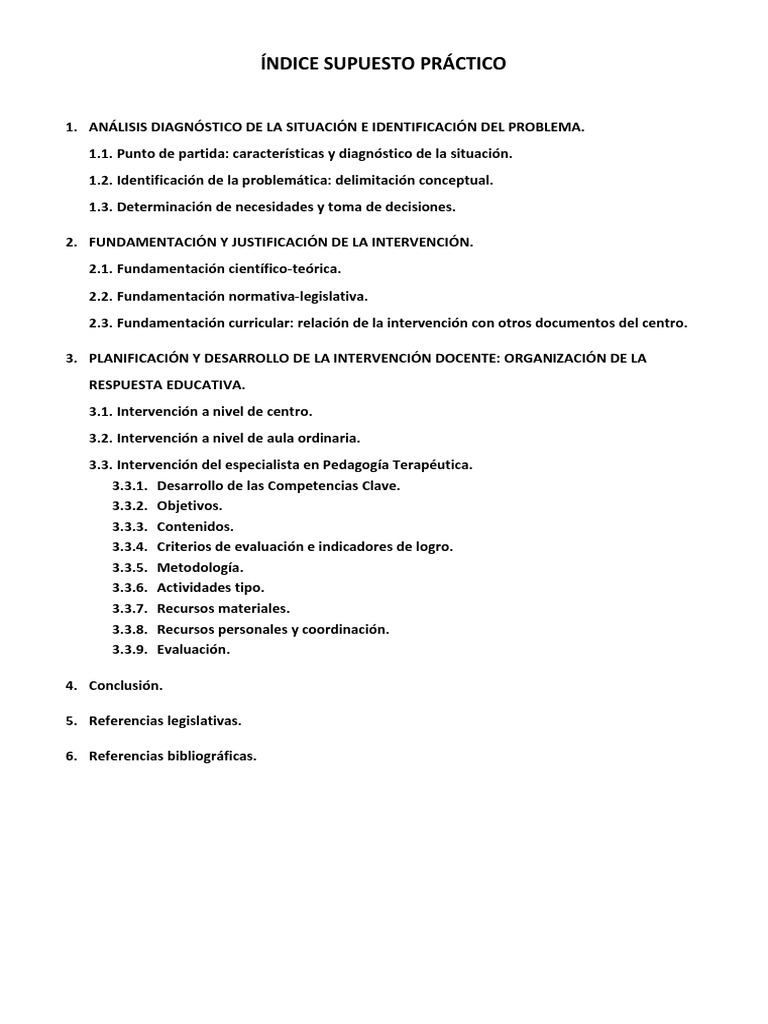 GUIÓN PARA EL SUPUESTO PRÁCTICO Completo y Renovado | PDF | Evaluación | Aprendizaje