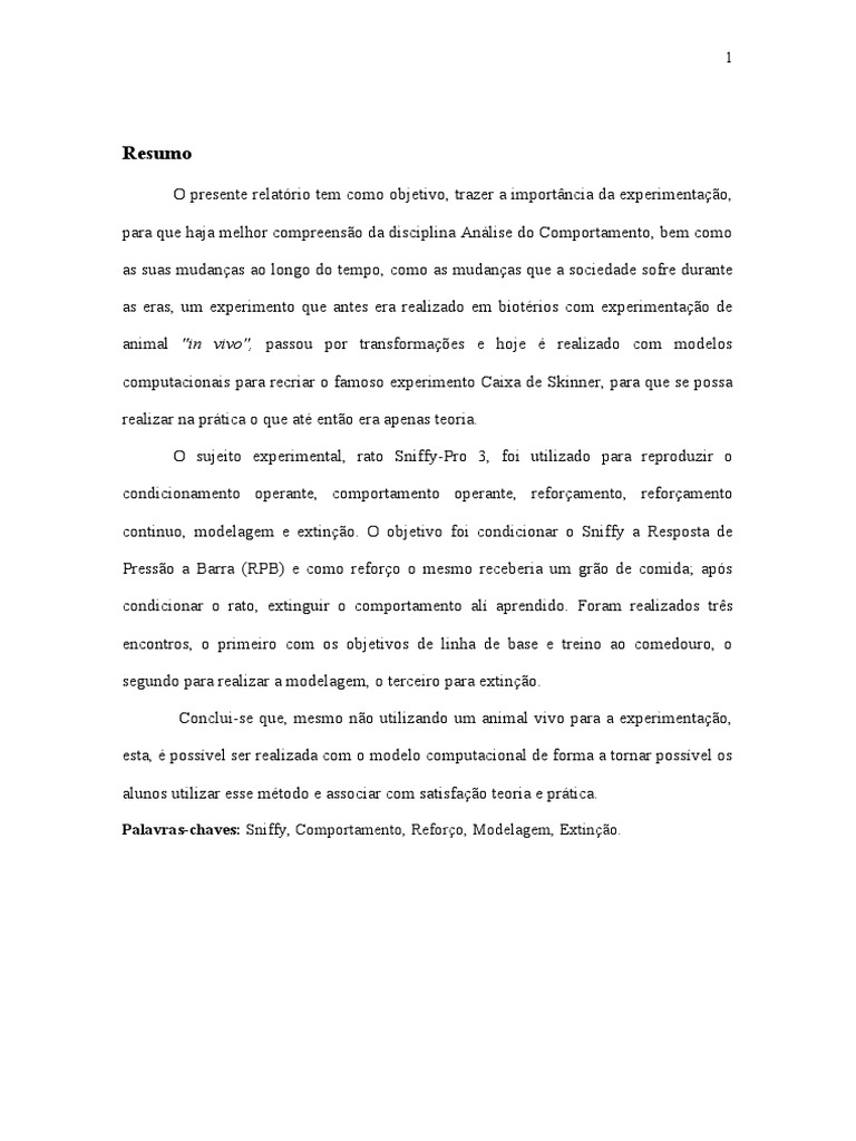 A Simulação da Caixa de Skinner Virtual com o Rato Sniffy-Pro 3 ...