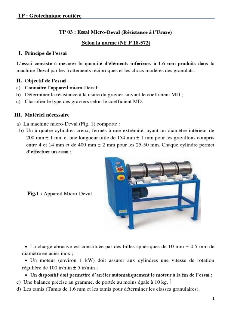 TP-03 Essai Micro-Deval | PDF | Grave (granulat) | Masse