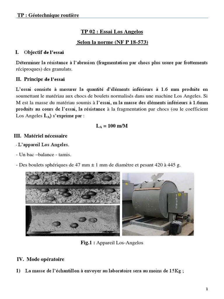 TP 02 Essai Los Angelos | PDF | Masse