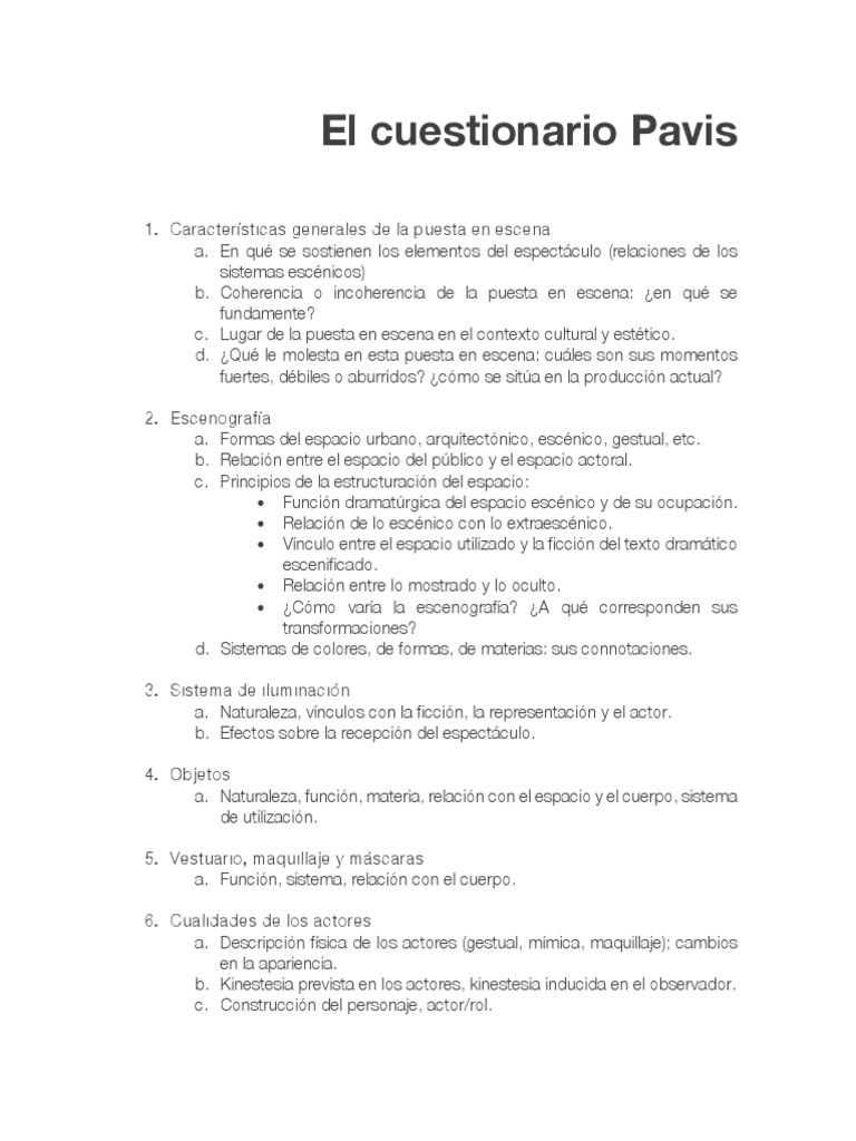 El Cuestionario Pavis | PDF