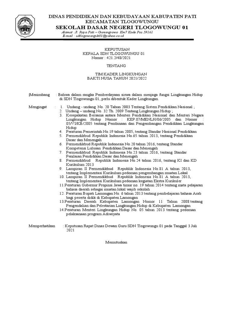 SK Kader Adiwiyata | PDF