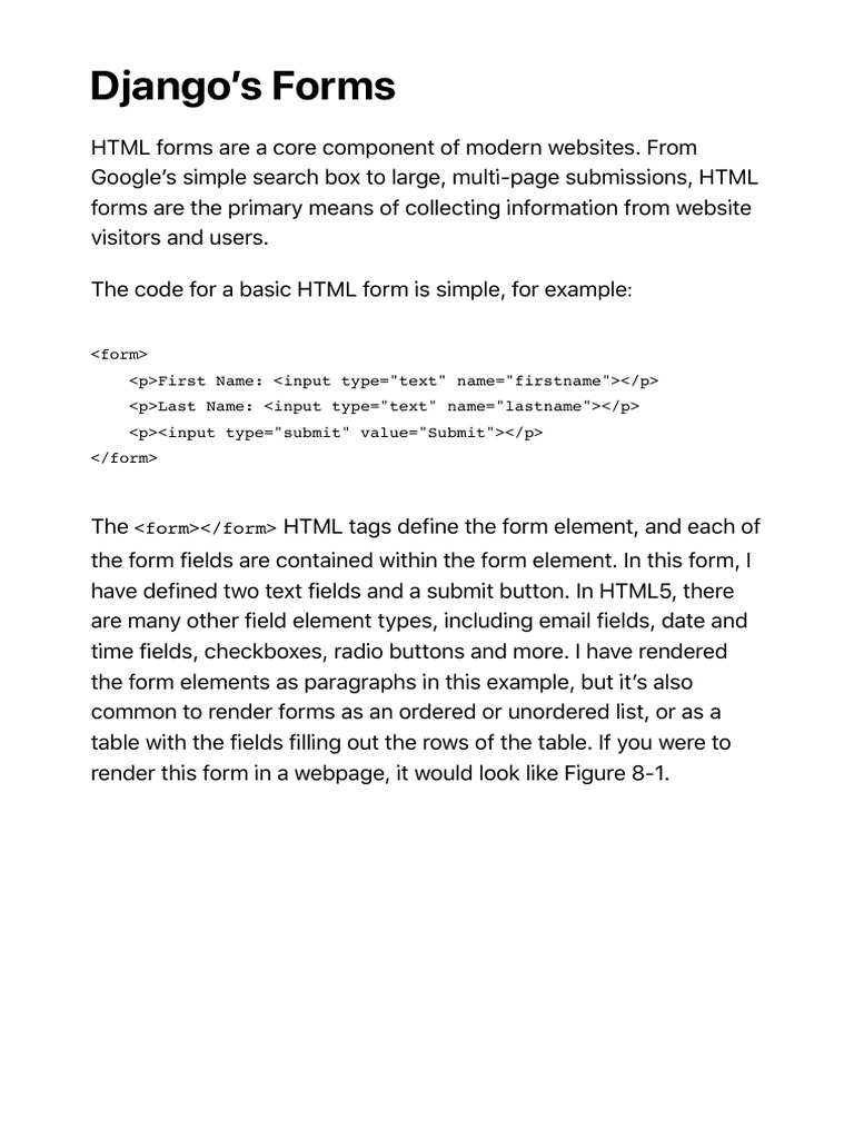 Django's Forms - Python Django Tutorials | PDF | Html Element | Html