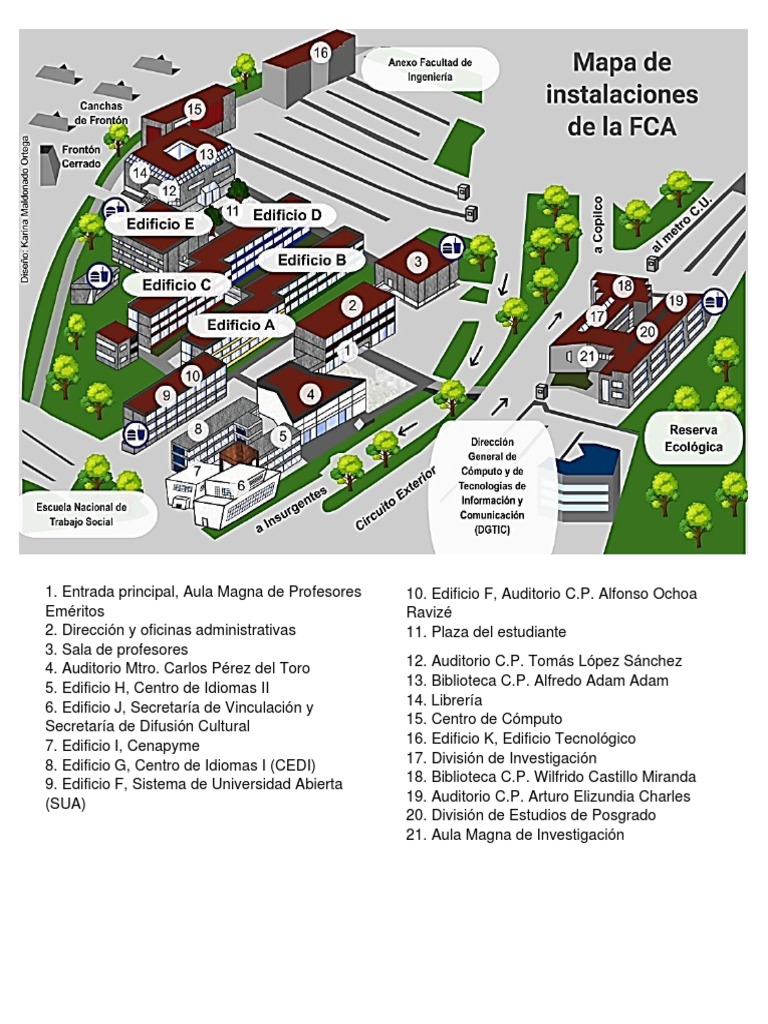 Mapa De Edificios De La Fca Unam Pdf Arte