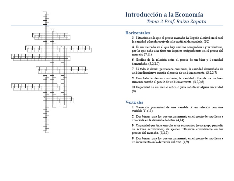 Vocabulario. Economía I Tema 2 | PDF | Precios | Mercado (economía)