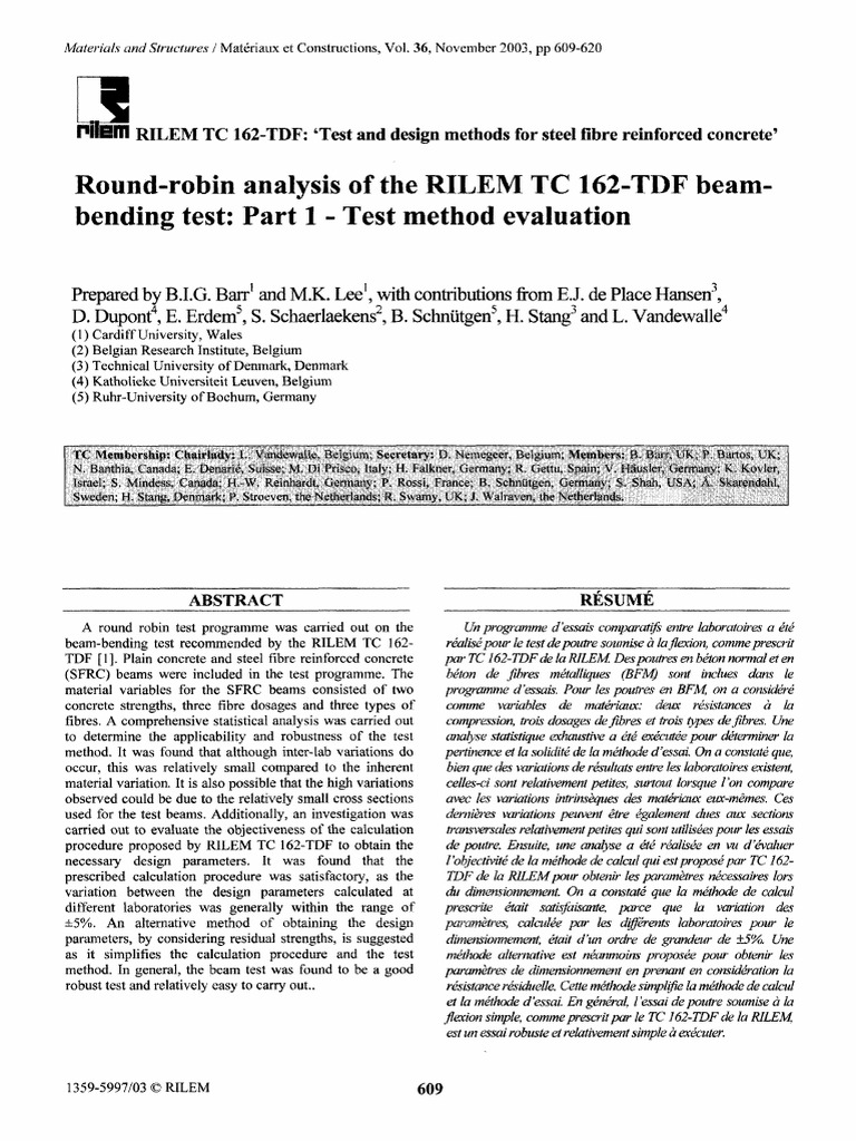 Rilem TC 162 Parte 1 | PDF | Concrete | Fracture