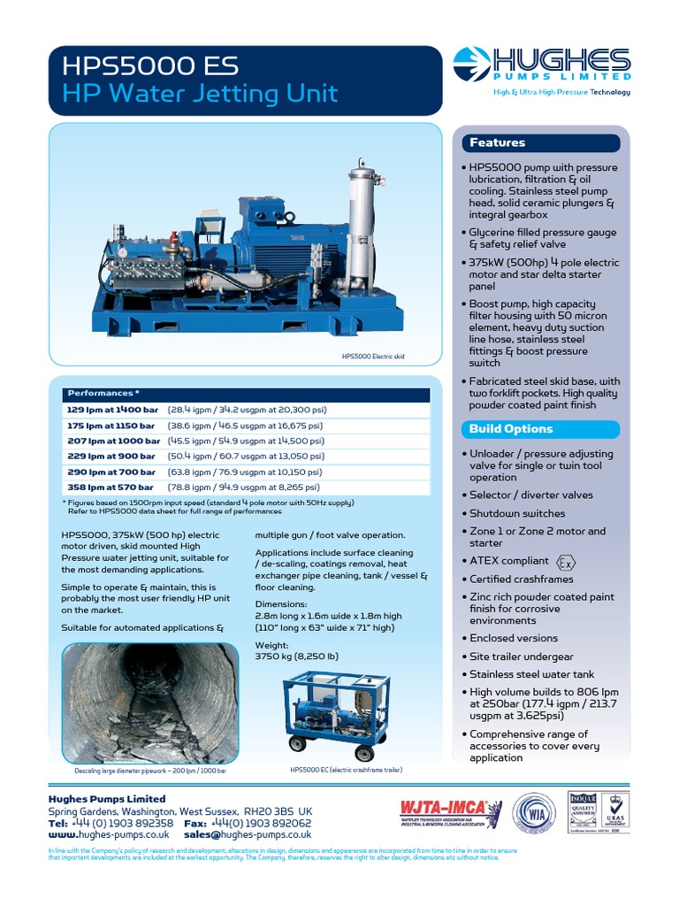 HP Water Jetting Unit: HPS5000 ES | PDF | Pump | Tools