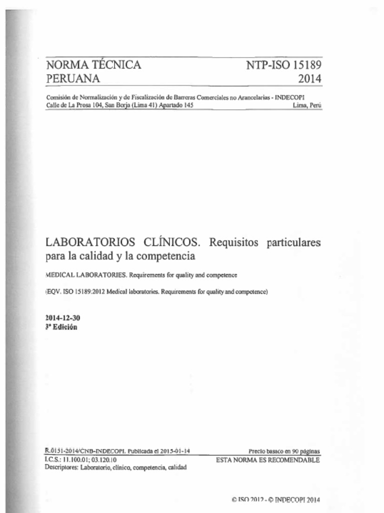 NTP Iso 15189 2014 | PDF