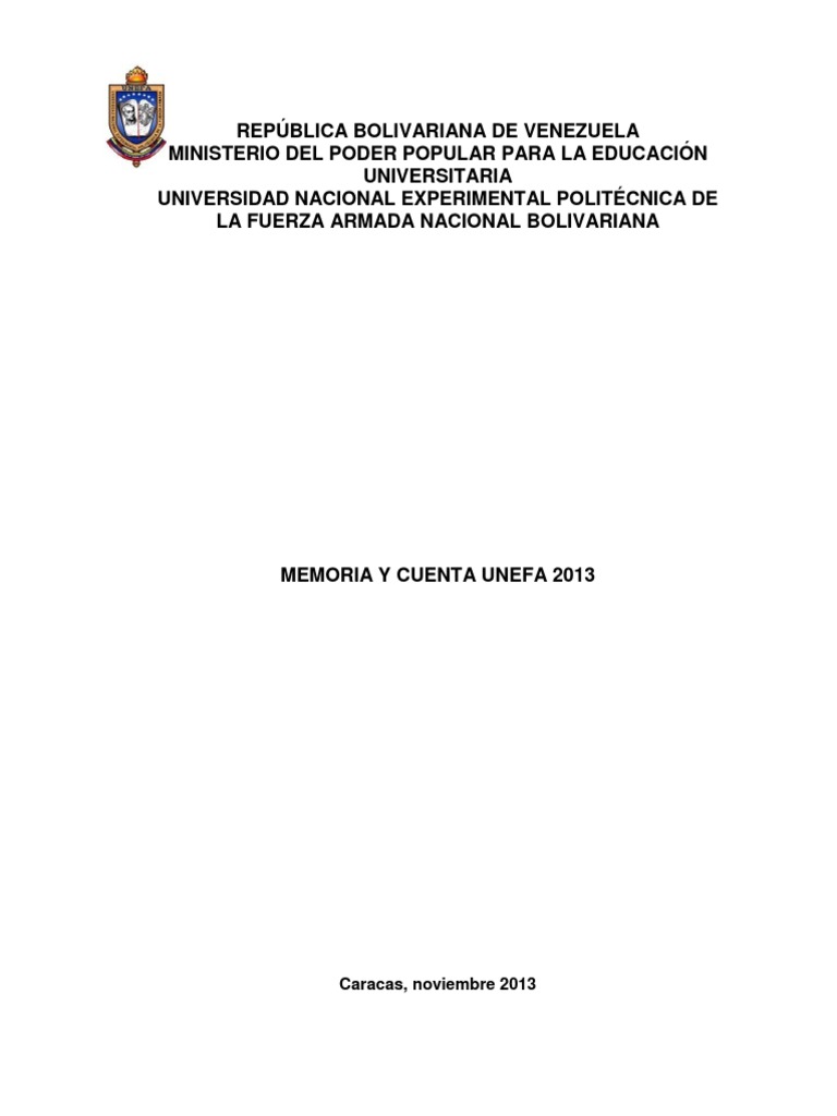 Memoria y Cuenta Mppeu Unefa 2013 | PDF