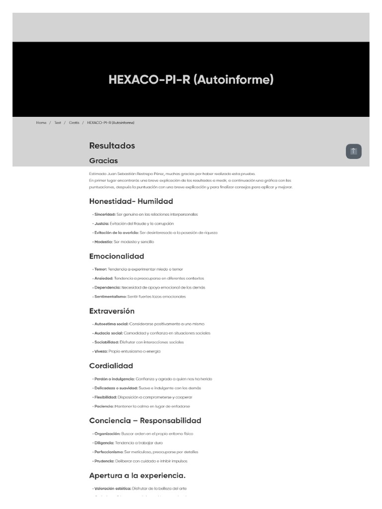 HEXACO-PI-R (Autoinforme) | PDF