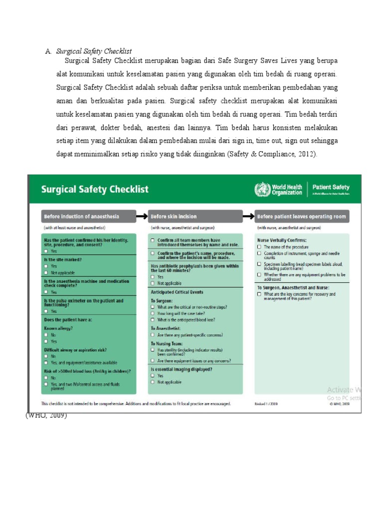 Pelaksanaan Sign Out dalam Surgical Safety Checklist untuk Keselamatan ...