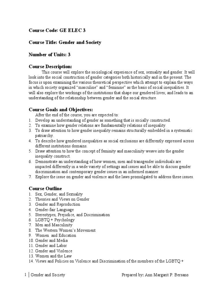 Gender And Society Module 1 To 4 Pdf Gender Gender Studies
