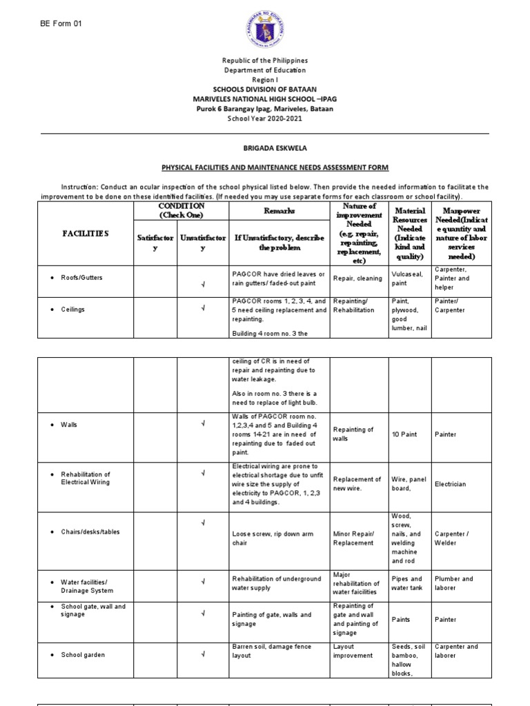 BE-Form-1-PHYSICAL-FACILITIES-AND-MAINTENANCE-NEEDS-ASSESSMENT-FORM ...
