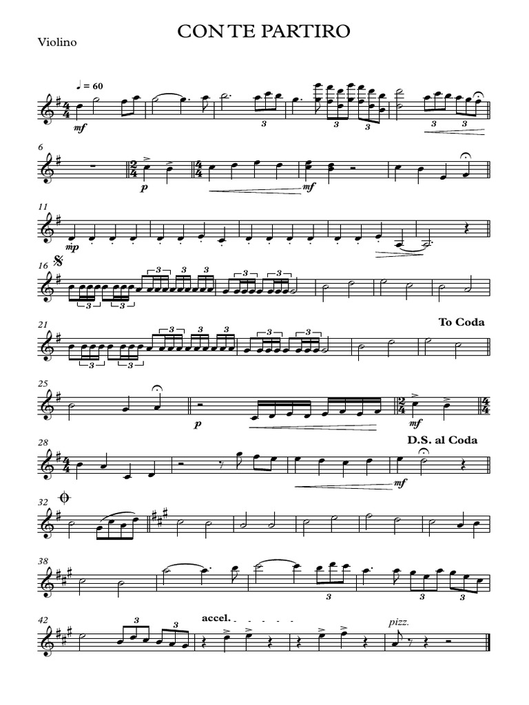CON TE PARTIRO FS - Violino | PDF