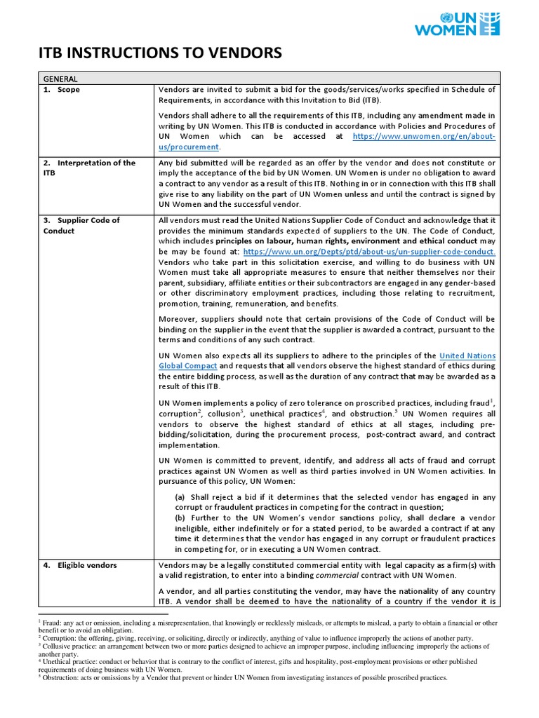 ITB - Instructions To Vendors | PDF | Consortium | Conflict Of Interest