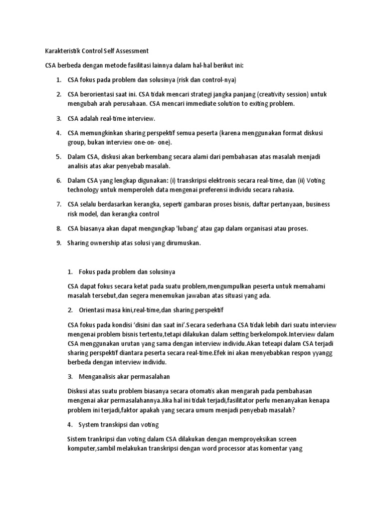 Resume Karakteristik CSA | PDF
