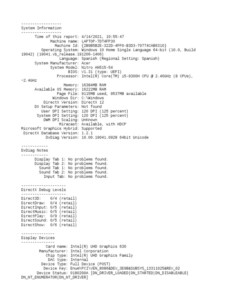 Dxdiag Lumion | PDF | Device Driver | Microsoft Windows