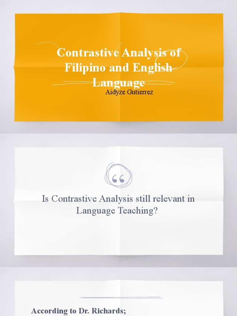 Contrastive Analysis of English and Filipino | PDF | English Language ...