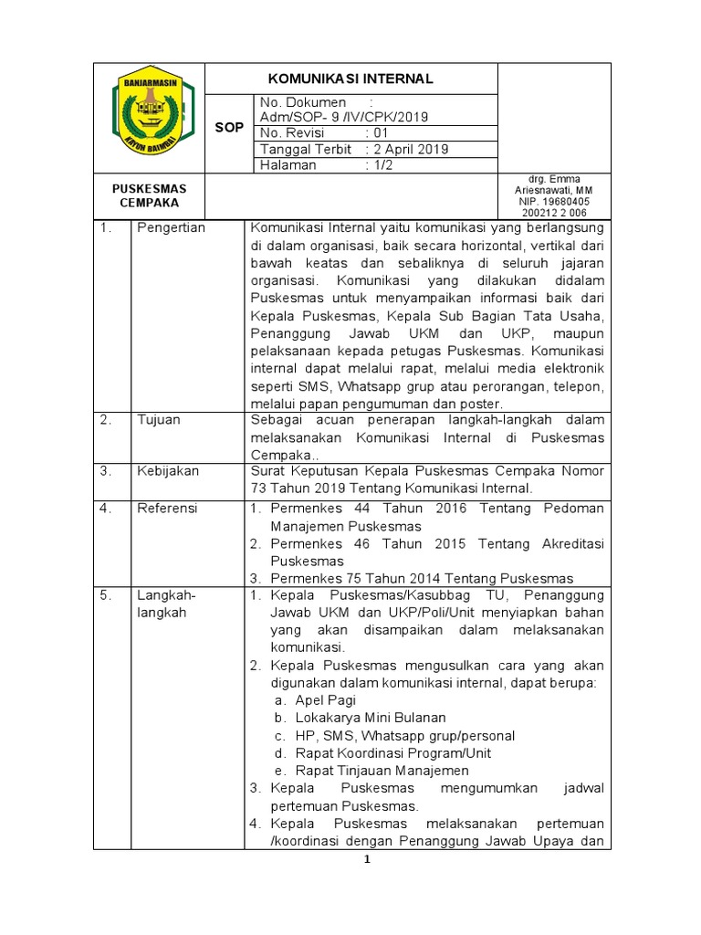 Internal Communication Procedures | PDF