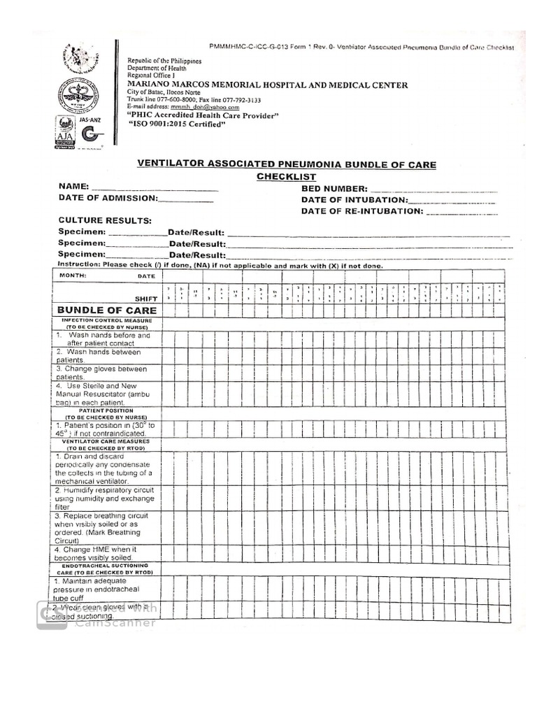 VAP Bundle of Care Checklist | PDF