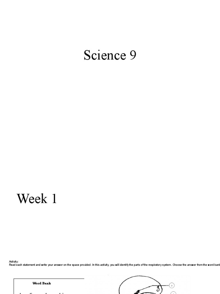 Science 9 W1-W4 | PDF | Lung | Respiratory Tract