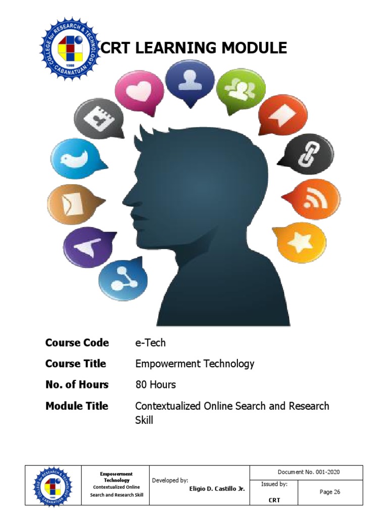 CRT Learning Module: Course Code Course Title No. of Hours Module Title ...
